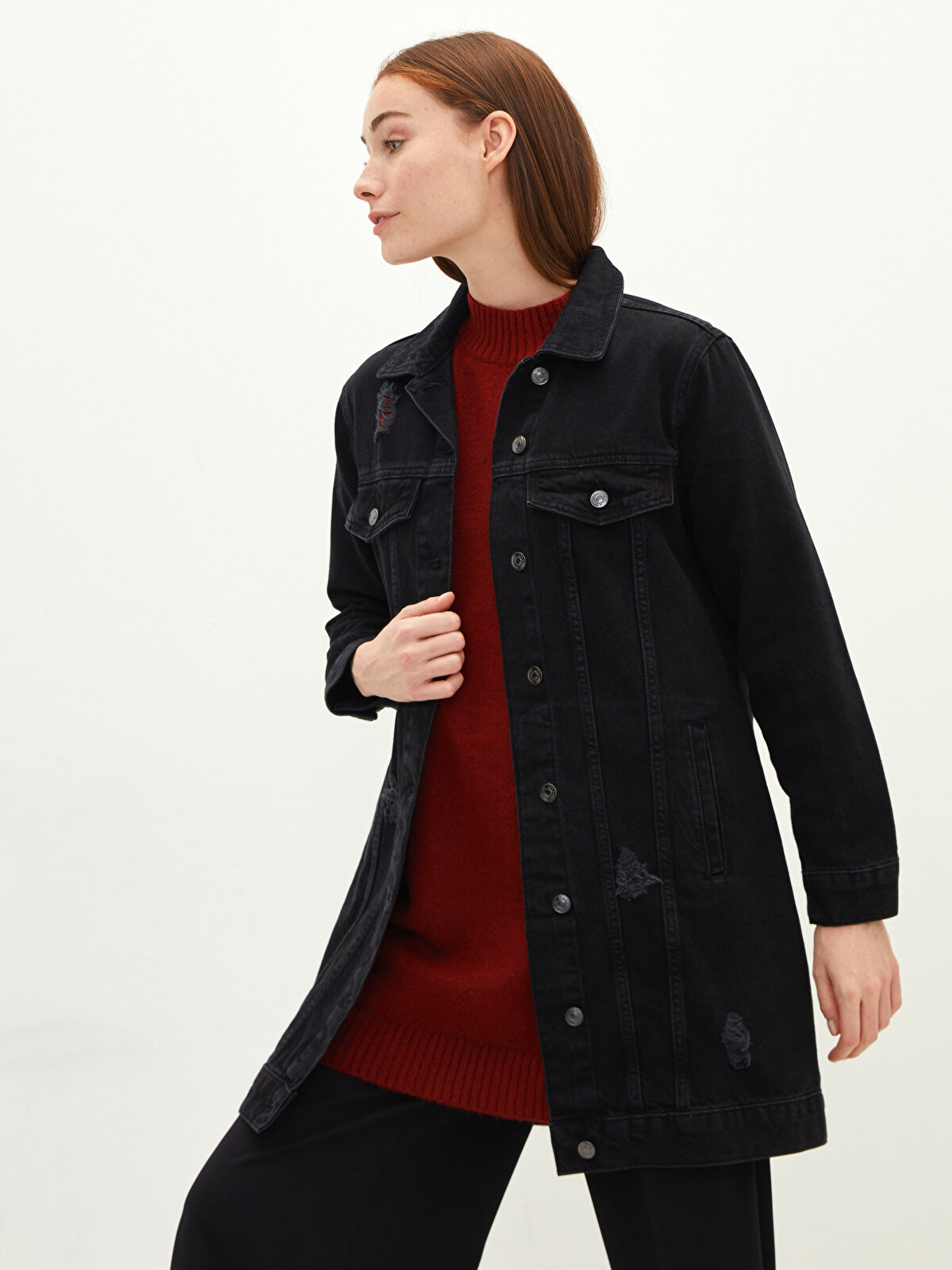 MODEST Gömlek Yaka Yırtık Detaylı Cepli Kadın Rodeo Jean Ceket MODEST Gömlek Yaka Yırtık Detaylı Cepli Kadın Rodeo Jean Ceket