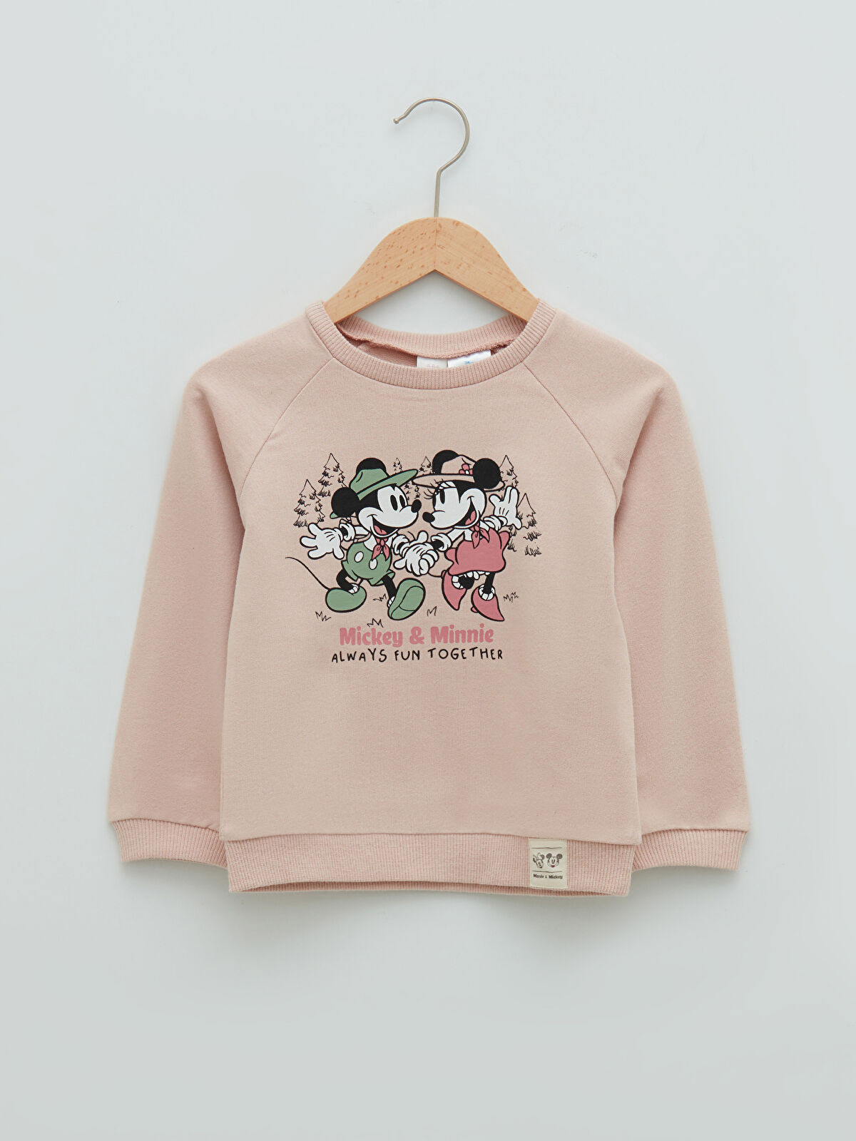 Bisiklet Yaka Uzun Kol Minnie ve Mickey Mouse Baskılı Kız Bebek Sweatshirt
