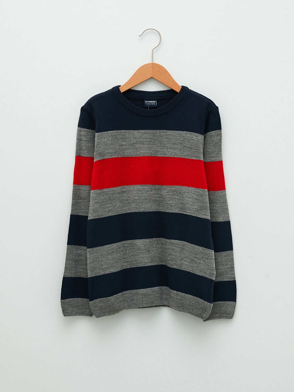 Bisiklet Yaka Çizgili Uzun Kollu Erkek Çocuk İnce Triko Kazak Bisiklet Yaka Çizgili Uzun Kollu Erkek Çocuk İnce Triko Kazak