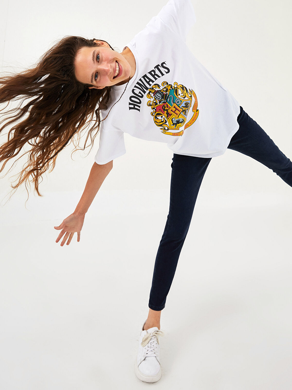 XSIDE Bisiklet Yaka Harry Potter Baskılı Kısa Kollu Pamuklu Kadın Tişört