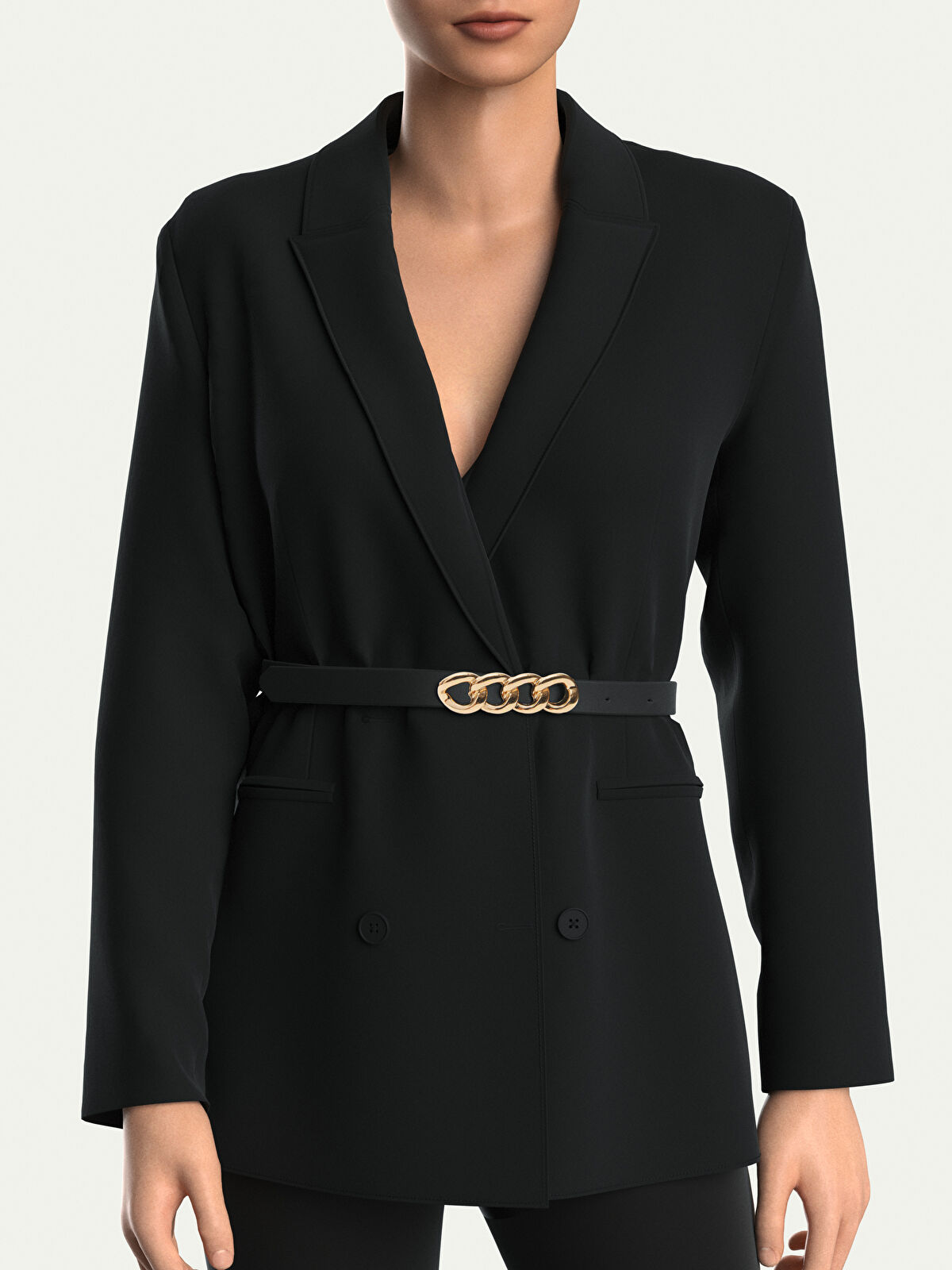 Deri Görünümlü Zincir Detaylı İnce Kadın Kot Kemeri Deri Görünümlü Zincir Detaylı İnce Kadın Kot Kemeri