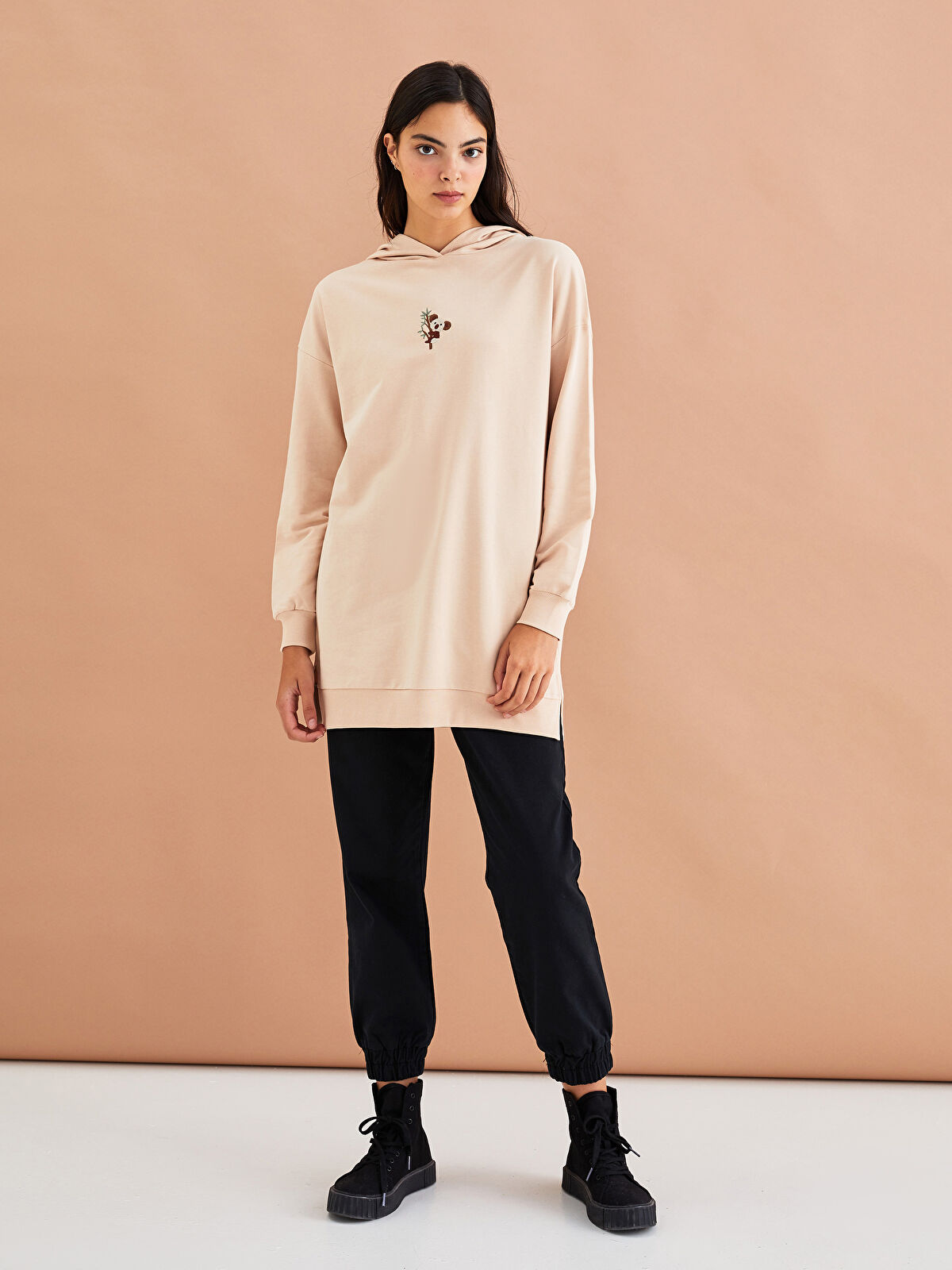 MODEST Beli Lastikli Düz Cep Detaylı Gabardin Kadın Harem Pantolon