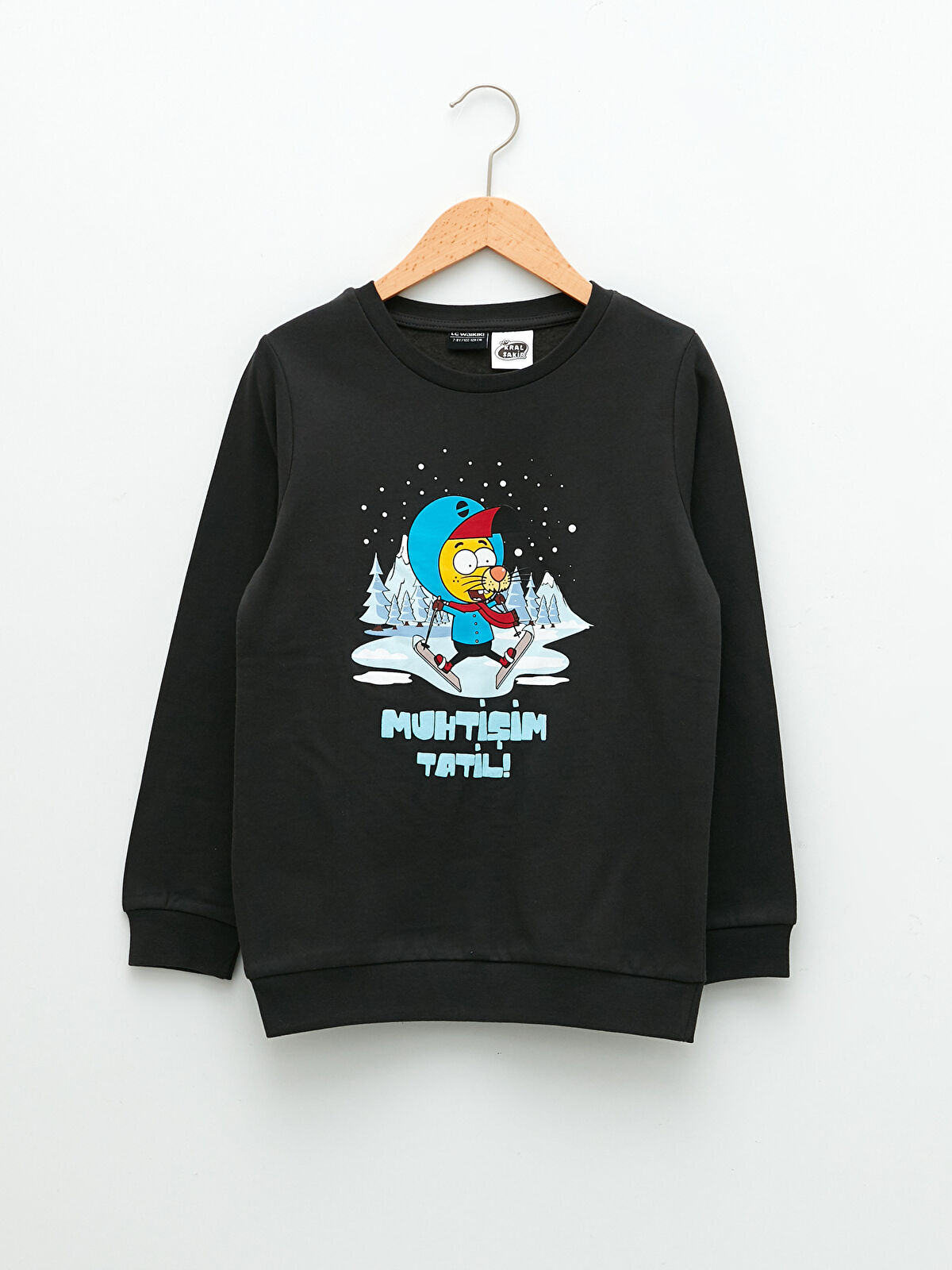 Bisiklet Yaka Kral Şakir Baskılı Uzun Kollu Erkek Çocuk Sweatshirt