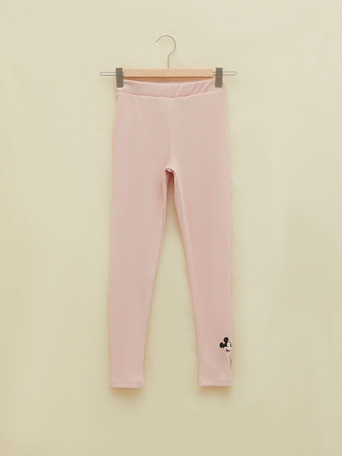 LCW GREEN Beli Lastikli Minnie ve Mickey Mouse Baskılı Organik Pamuklu Kız Çocuk Tayt