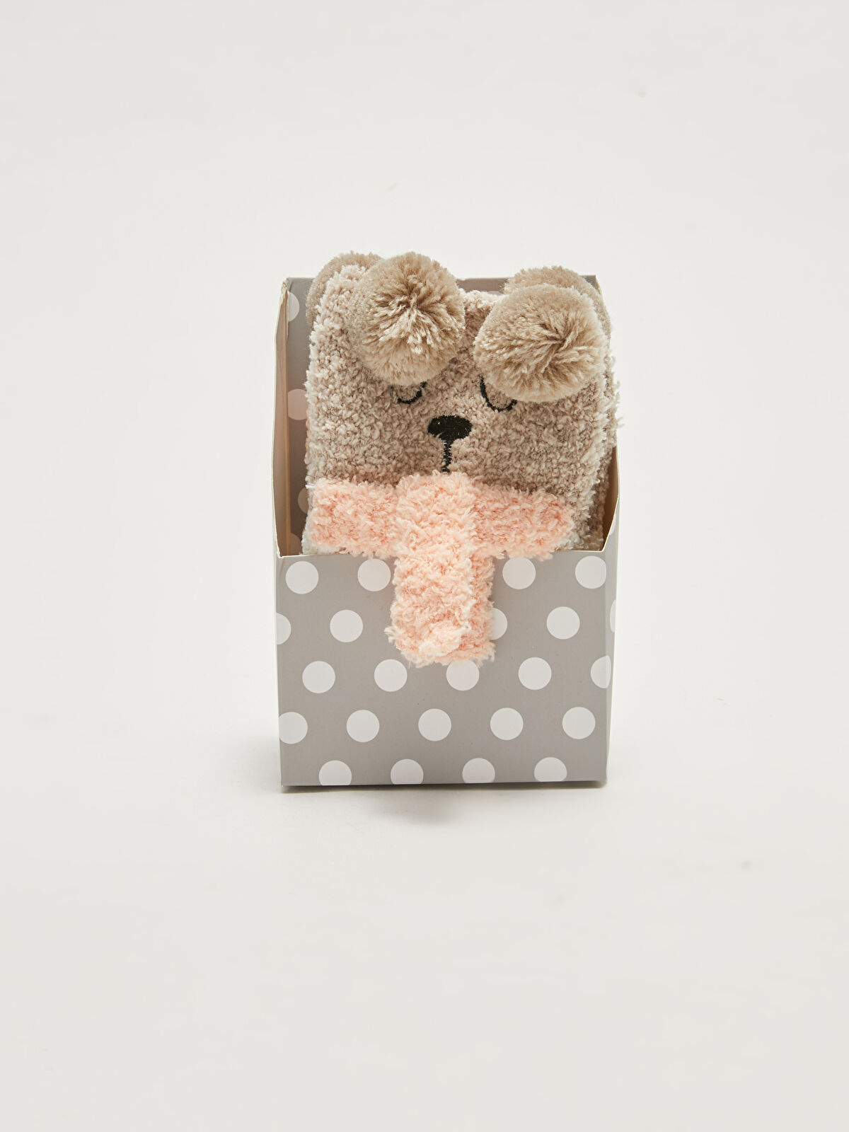 Ponpon Detaylı Nakışlı Kız Çocuk Ev Çorabı