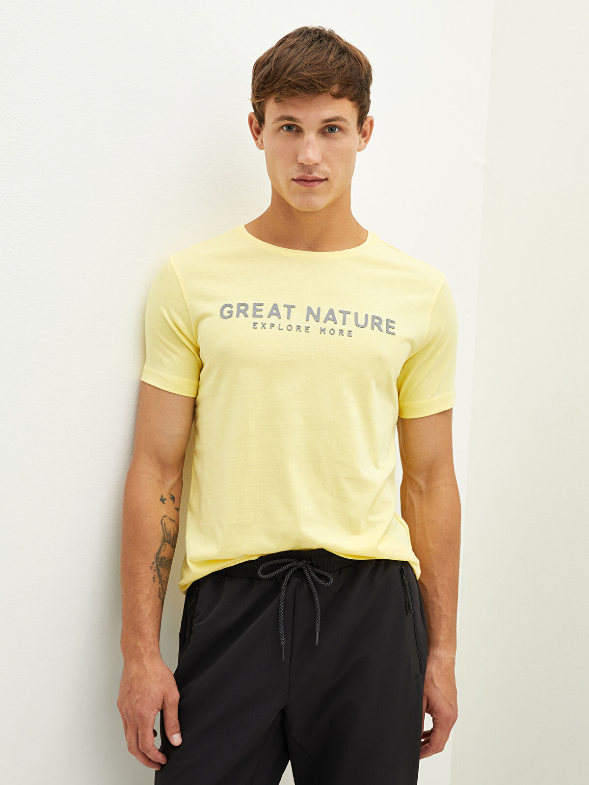 Outdoor Bisiklet Yaka Kısa Kollu Baskılı Erkek Tişört