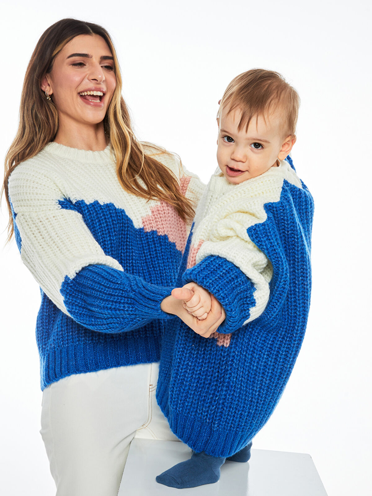 LCW CASUAL Bisiklet Yaka Renk Bloklu Uzun Kollu Kadın Triko Kazak