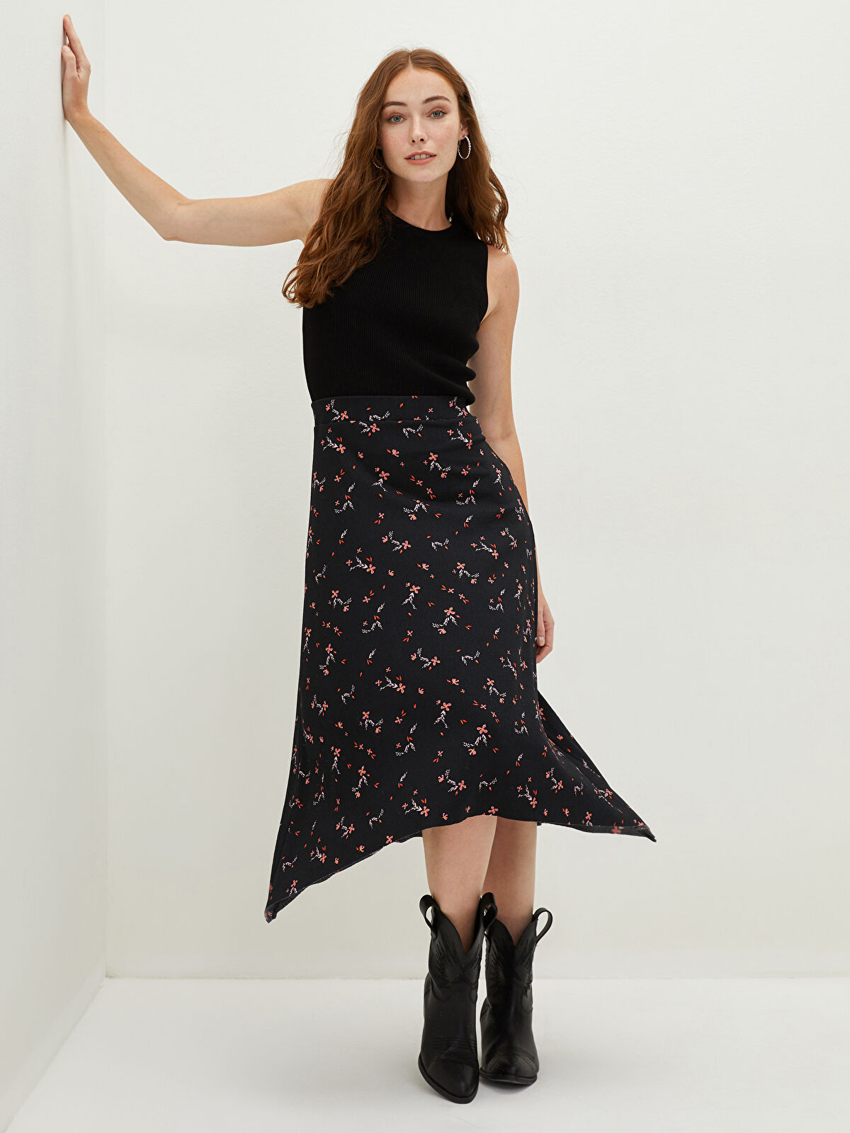 LCW CLASSIC Desenli A Kesim Kaşkorse Kumaş Kadın Etek