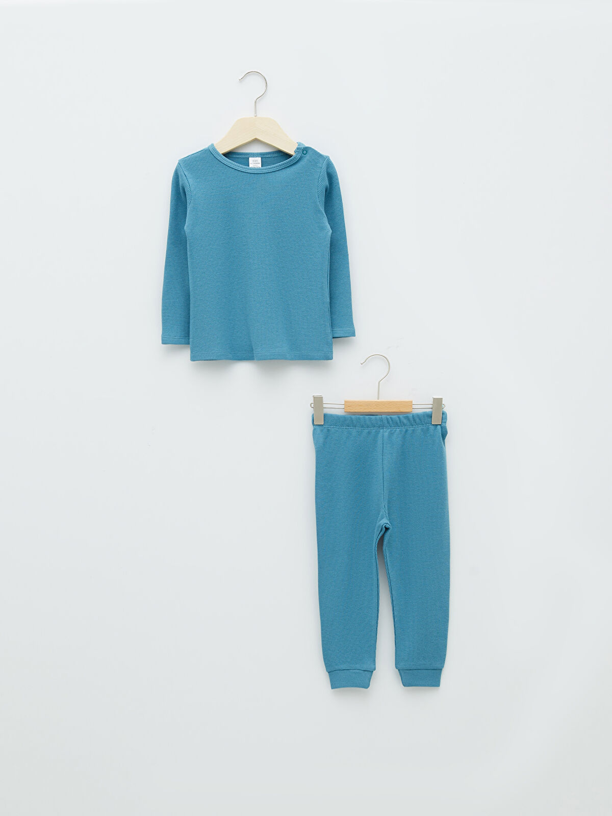 Bisiklet Yaka Uzun Kollu Basic Pamuklu Erkek Bebek Pijama Takımı