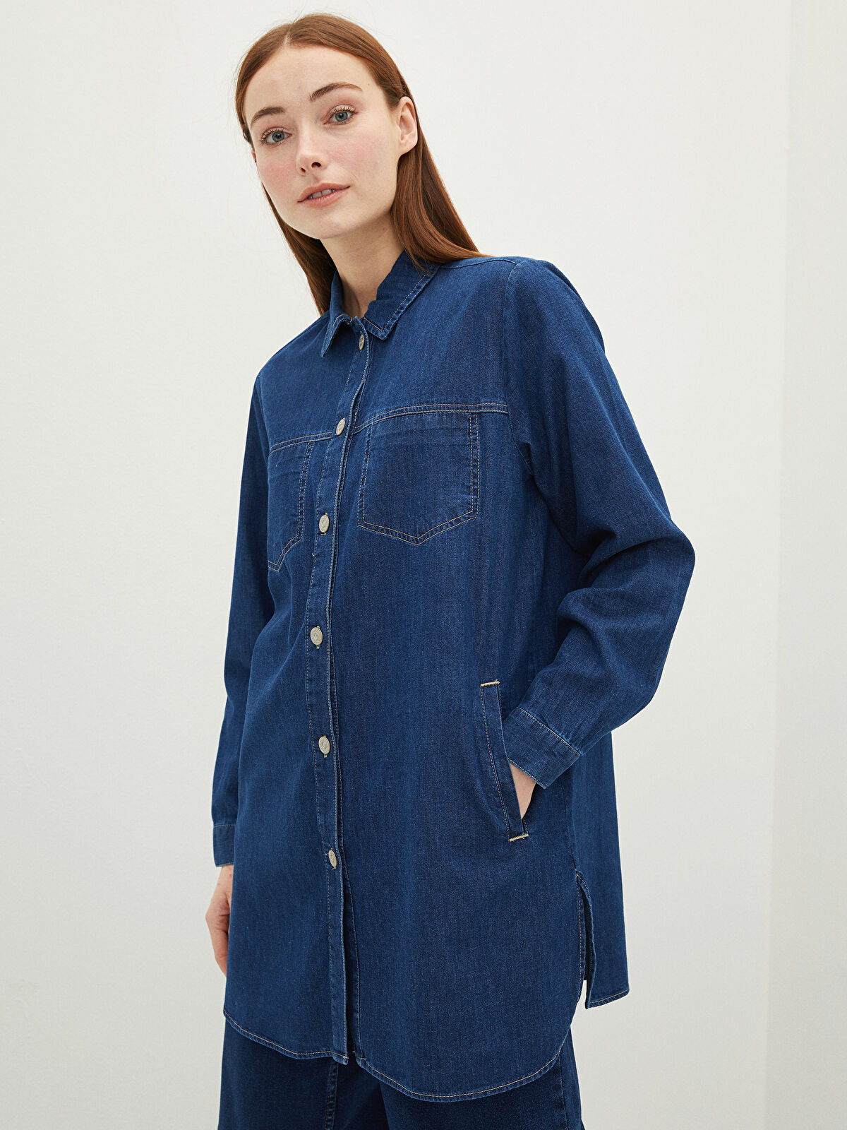 LCW GRACE Gömlek Yaka Düz Cep Detaylı Kadın Rodeo Jean Ceket LCW GRACE Gömlek Yaka Düz Cep Detaylı Kadın Rodeo Jean Ceket