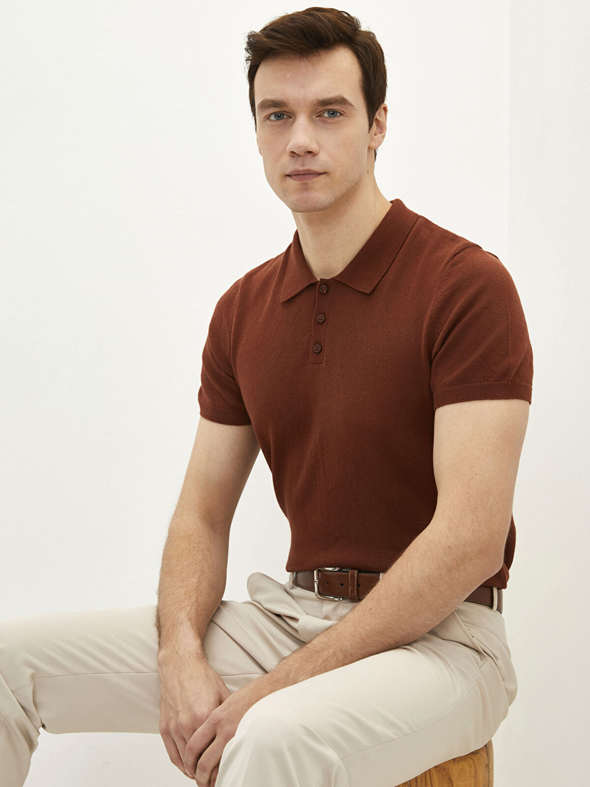 LCW BASIC Polo Yaka Kısa Kollu Erkek Triko Kazak
