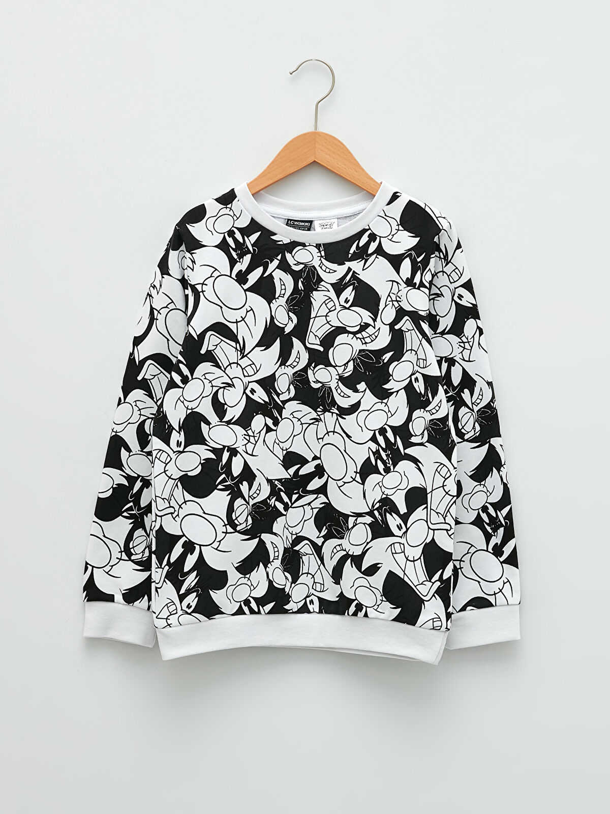 Bisiklet Yaka Looney Tunes Baskılı Uzun Kollu Erkek Çocuk Sweatshirt