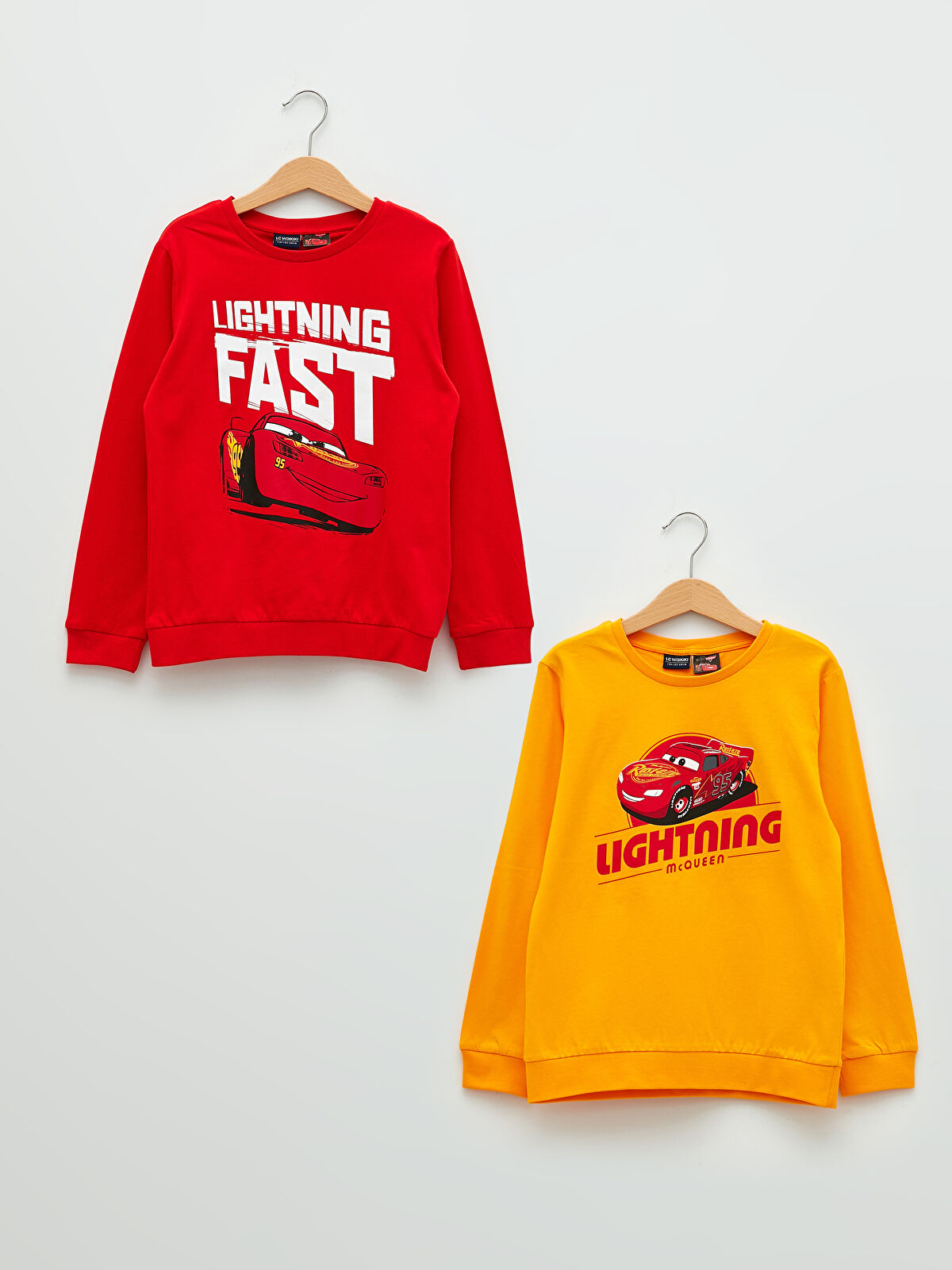 Bisiklet Yaka Arabalar Baskılı Uzun Kollu Erkek Çocuk Sweatshirt 2'li