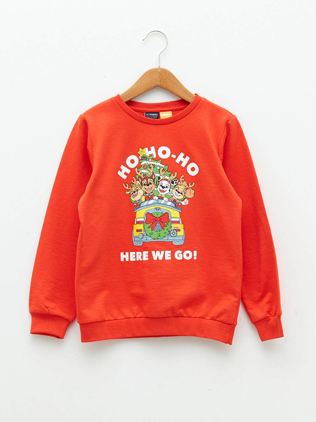 Bisiklet Yaka Paw Patrol Baskılı Yılbaşı Temalı Uzun Kollu Erkek Çocuk Sweatshirt