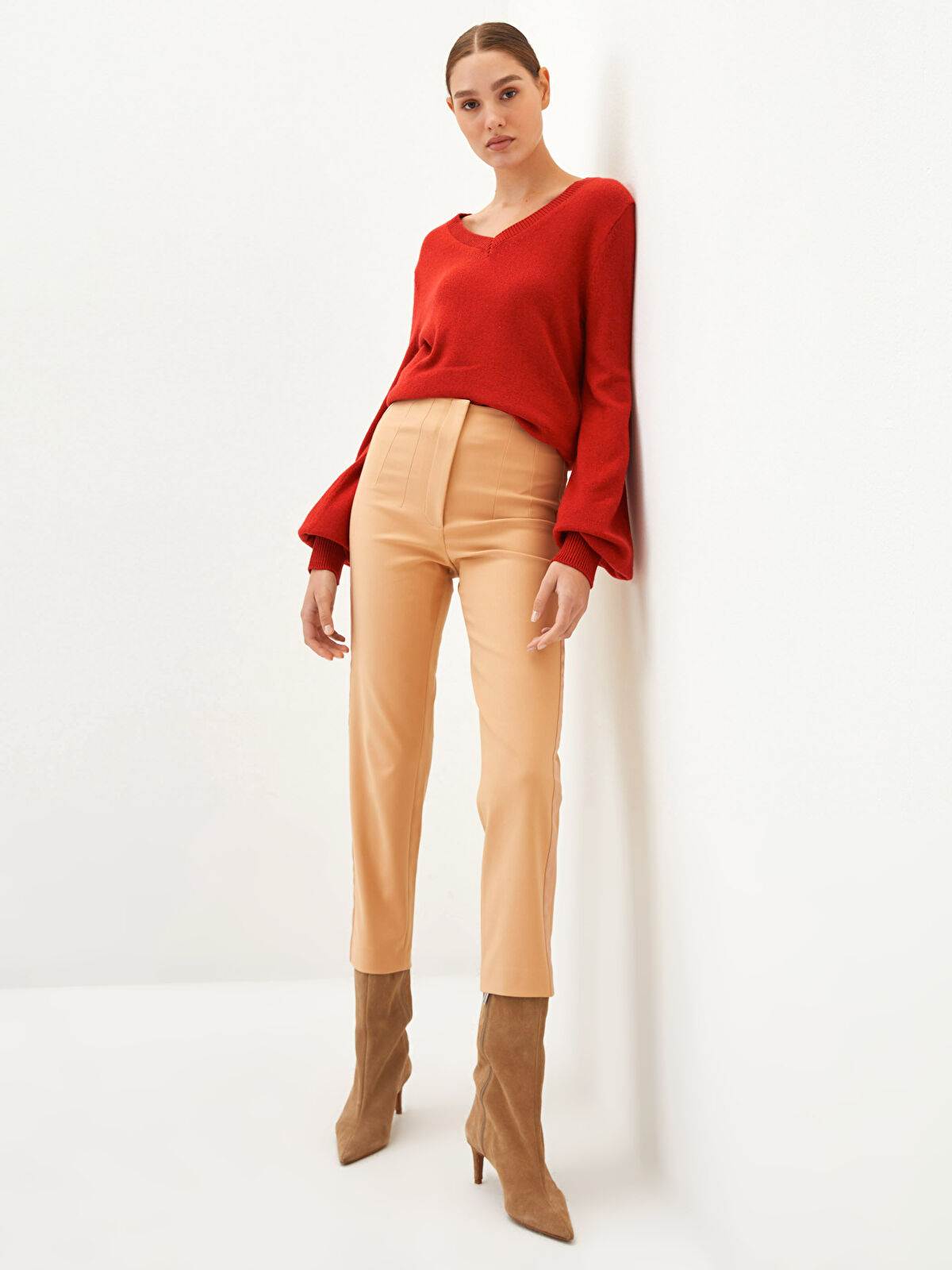 NATUVERA Yüksek Bel Standart Fit Bilek Boy Kadın Pantolon