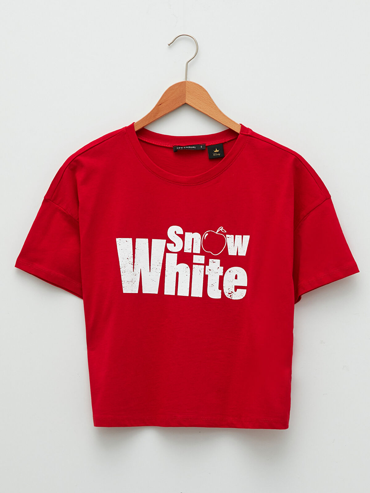 LCW CASUAL Bisiklet Yaka Prenses Baskılı Kısa Kollu Pamuklu Kadın Tişört