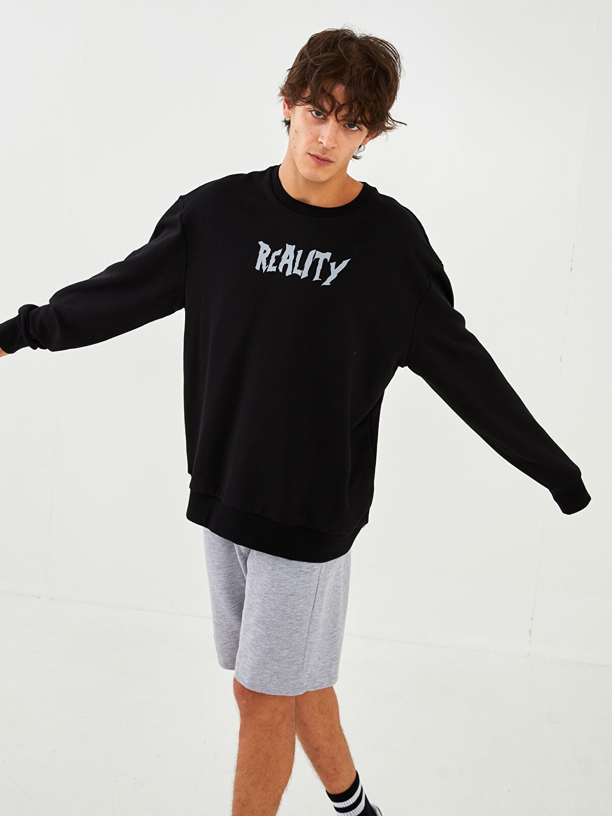 XSIDE Oversize Bisiklet Yaka Uzun Kollu Erkek Sweatshirt