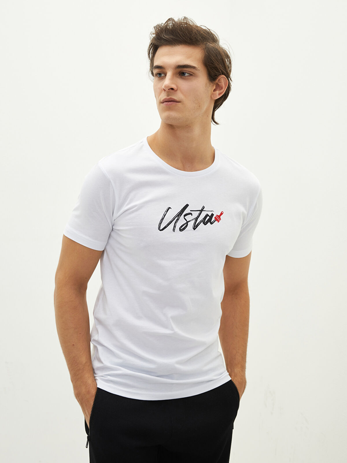 LCW CASUAL Bisiklet Yaka Kısa Kollu Baskılı Penye Erkek Tişört Baba ve Oğul Kombini