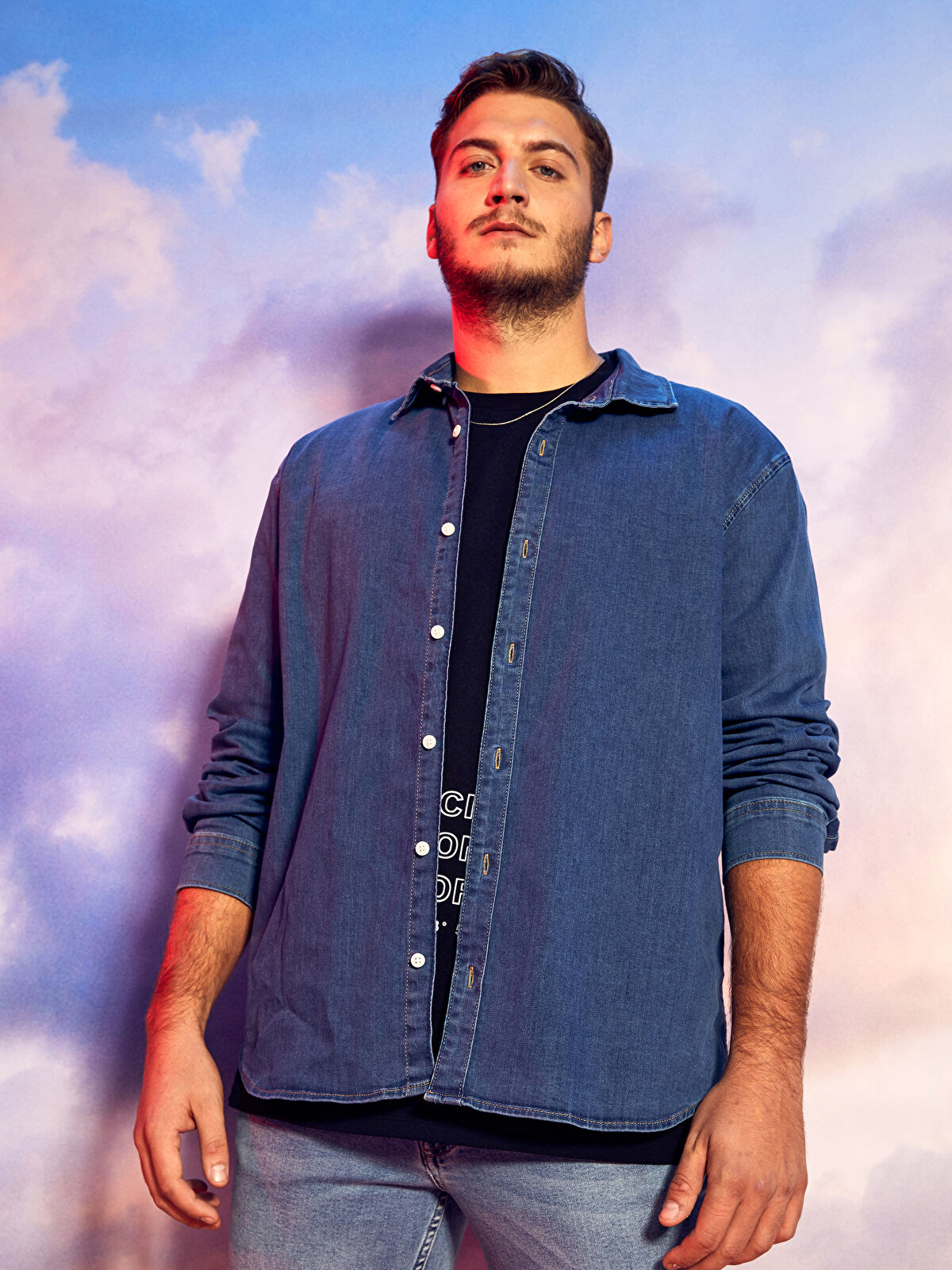 X-SIDE x Berkay Yuvakuran Erkek Jean Gömlek - Regular Fit Uzun Kollu X-SIDE x Berkay Yuvakuran Erkek Jean Gömlek - Regular Fit Uzun Kollu