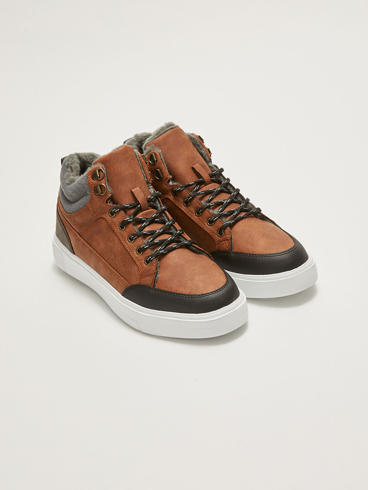 Kürklü Bağcıklı Bilek Boy Erkek Spor Ayakkabı