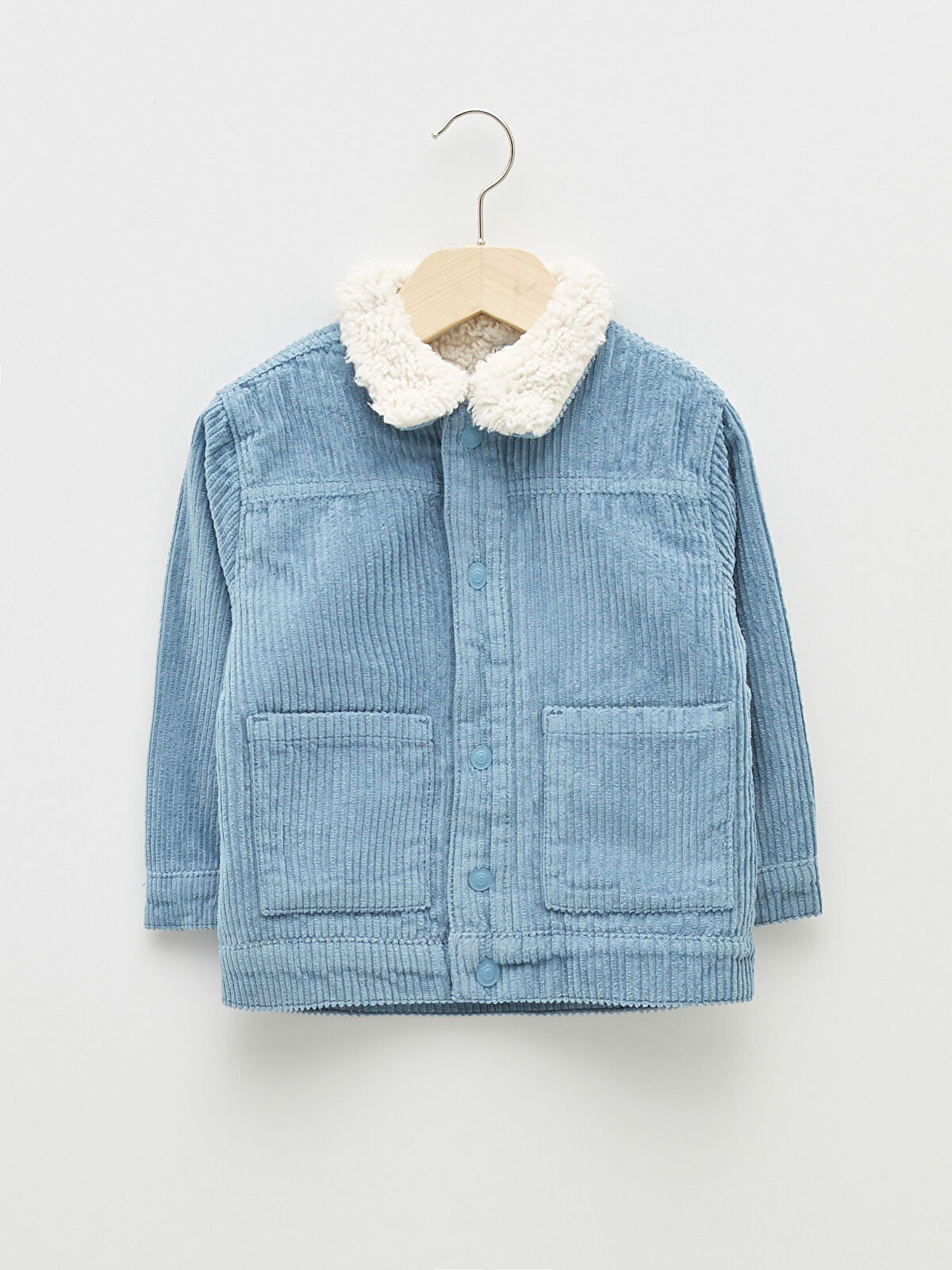 Yakası Kürk Detaylı Uzun Kollu Kadife Erkek Bebek Ceket