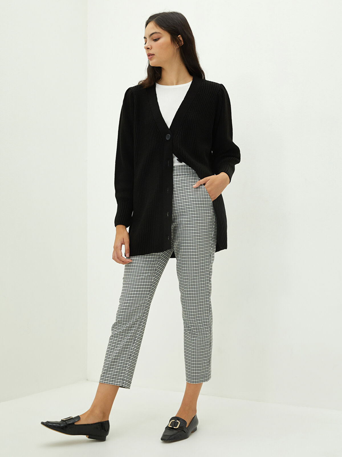 MODEST Regular Fit Cep Detaylı Ekose Kadın Pantolon MODEST Regular Fit Cep Detaylı Ekose Kadın Pantolon