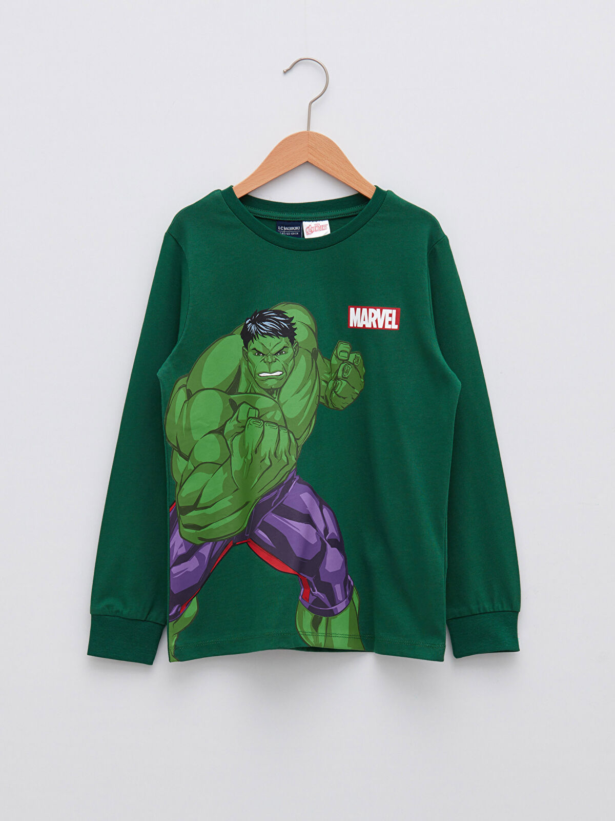 Bisiklet Yaka Hulk Baskılı Uzun Kollu Erkek Çocuk Tişört