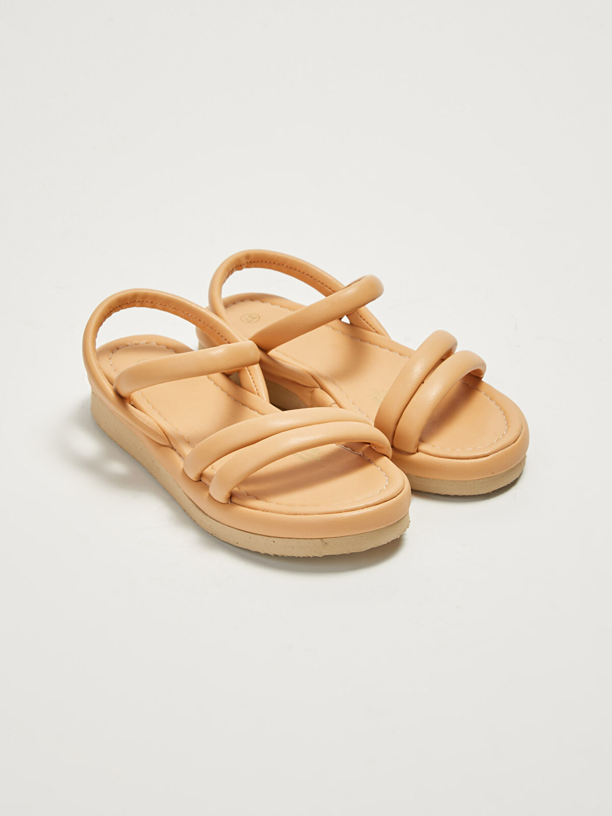 Deri Görünümlü Çift Bantlı Kadın Sandalet