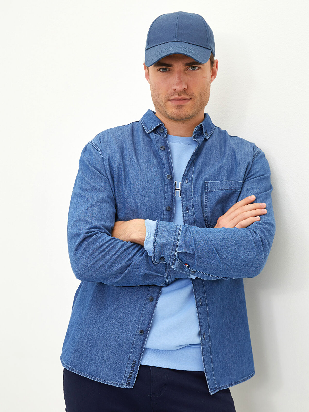 SOUTHBLUE Regular Fit Uzun Kollu Erkek Jean Gömlek