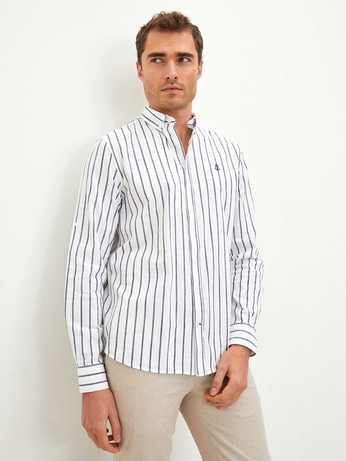 SOUTHBLUE Regular Fit Uzun Kollu Çizgili Keten Erkek Gömlek SOUTHBLUE Regular Fit Uzun Kollu Çizgili Keten Erkek Gömlek