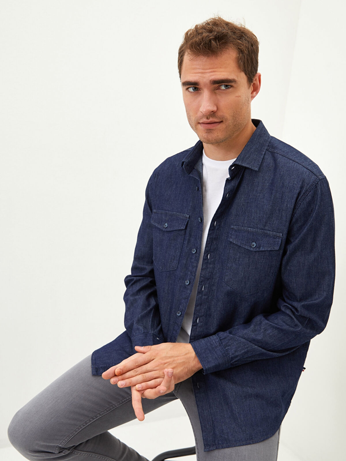 SOUTHBLUE Regular Fit Uzun Kollu Erkek Jean Gömlek