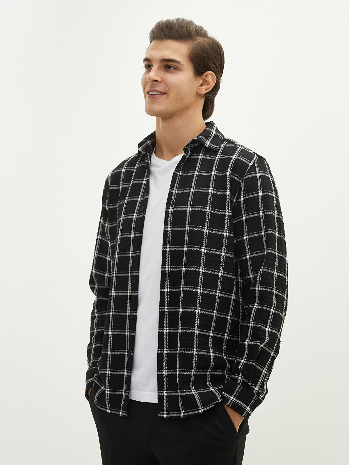 LCW Vision Slim Fit Uzun Kollu Ekose Erkek Gömlek