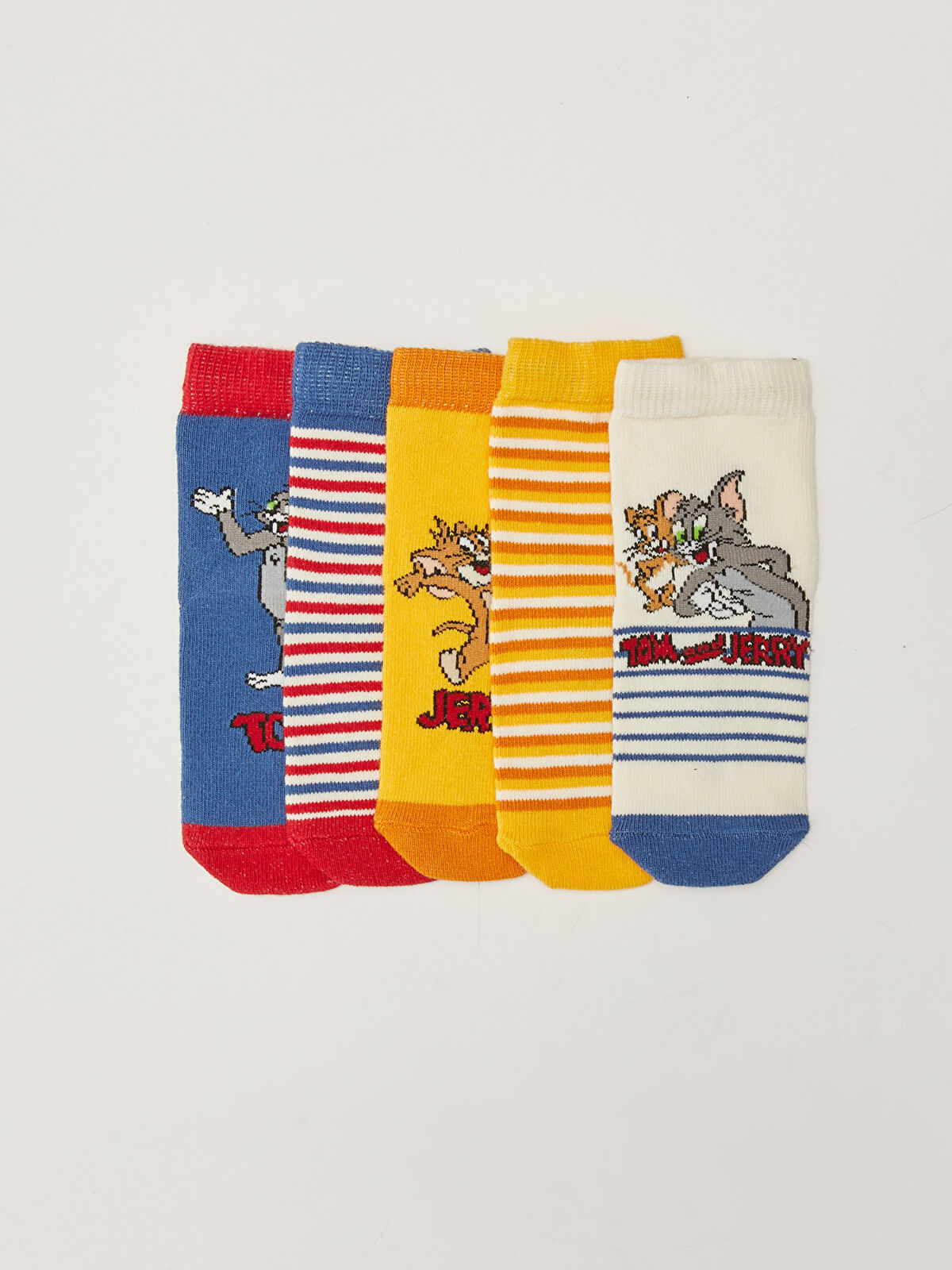 Tom ve Jerry Baskılı Erkek Bebek Soket Çorap 5'li