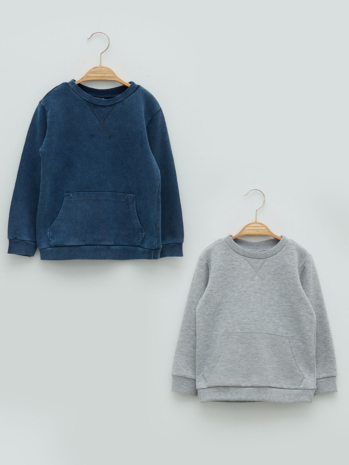 Bisiklet Yaka Uzun Kollu Basic Erkek Bebek Sweatshirt 2'li Bisiklet Yaka Uzun Kollu Basic Erkek Bebek Sweatshirt 2'li