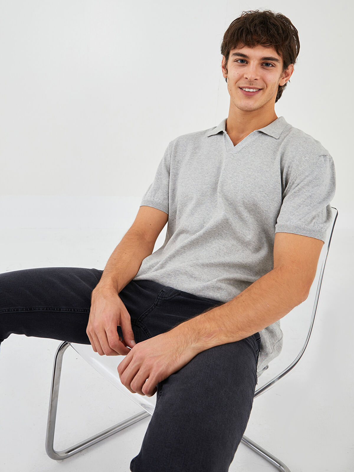 XSIDE Polo Yaka Kısa Kollu Erkek Triko Kazak