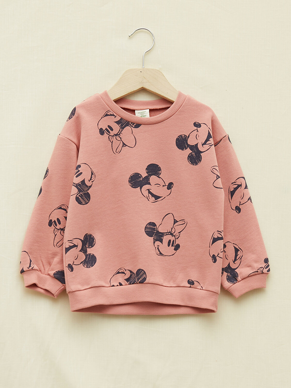 LCW GREEN Bisiklet Yaka Uzun Kollu Minnie Mouse Baskılı Organik Pamuklu Kız Bebek Sweatshirt