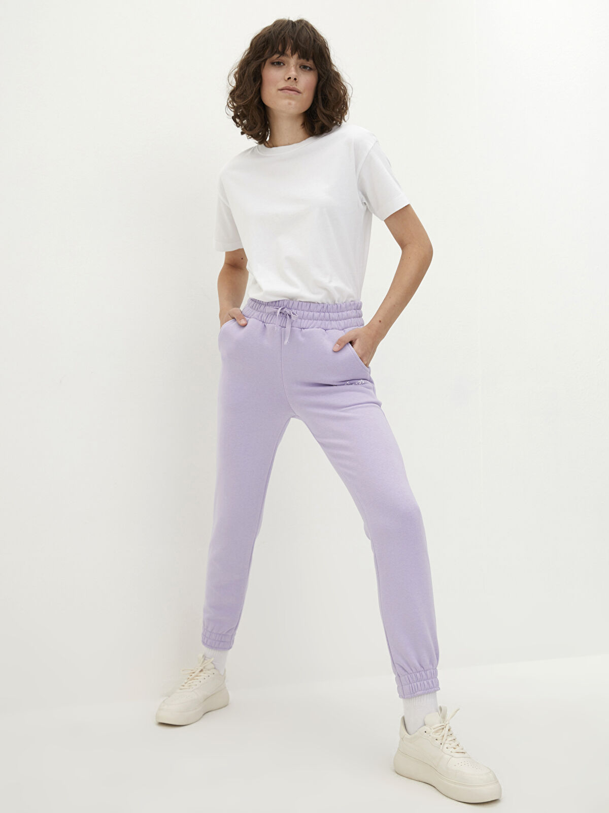 Beli Lastikli Yazı Baskılı Kadın Jogger Eşofman Altı Anne Kız Kombini