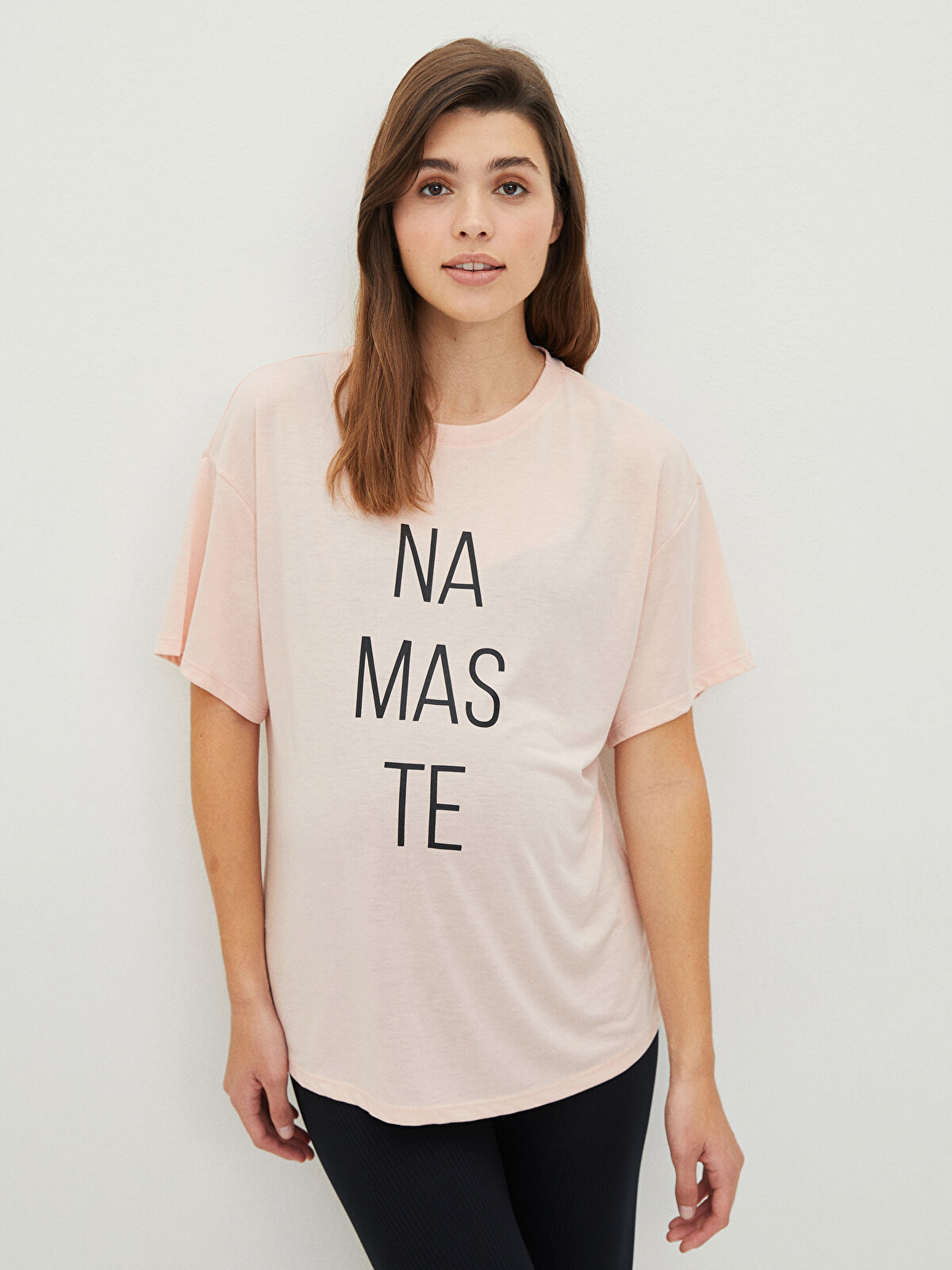 Bisiklet Yaka Slogan Baskılı Kısa Kollu Hamile Tişört Bisiklet Yaka Slogan Baskılı Kısa Kollu Hamile Tişört