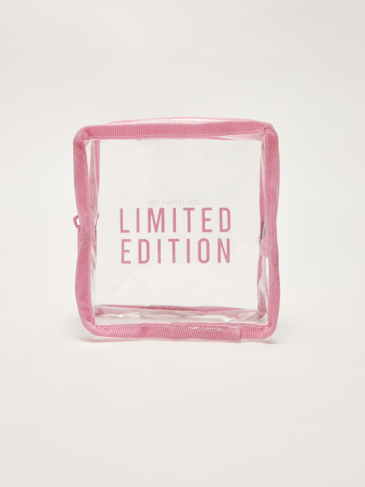 Yazı Baskılı Şeffaf Kadın Makyaj Çantası