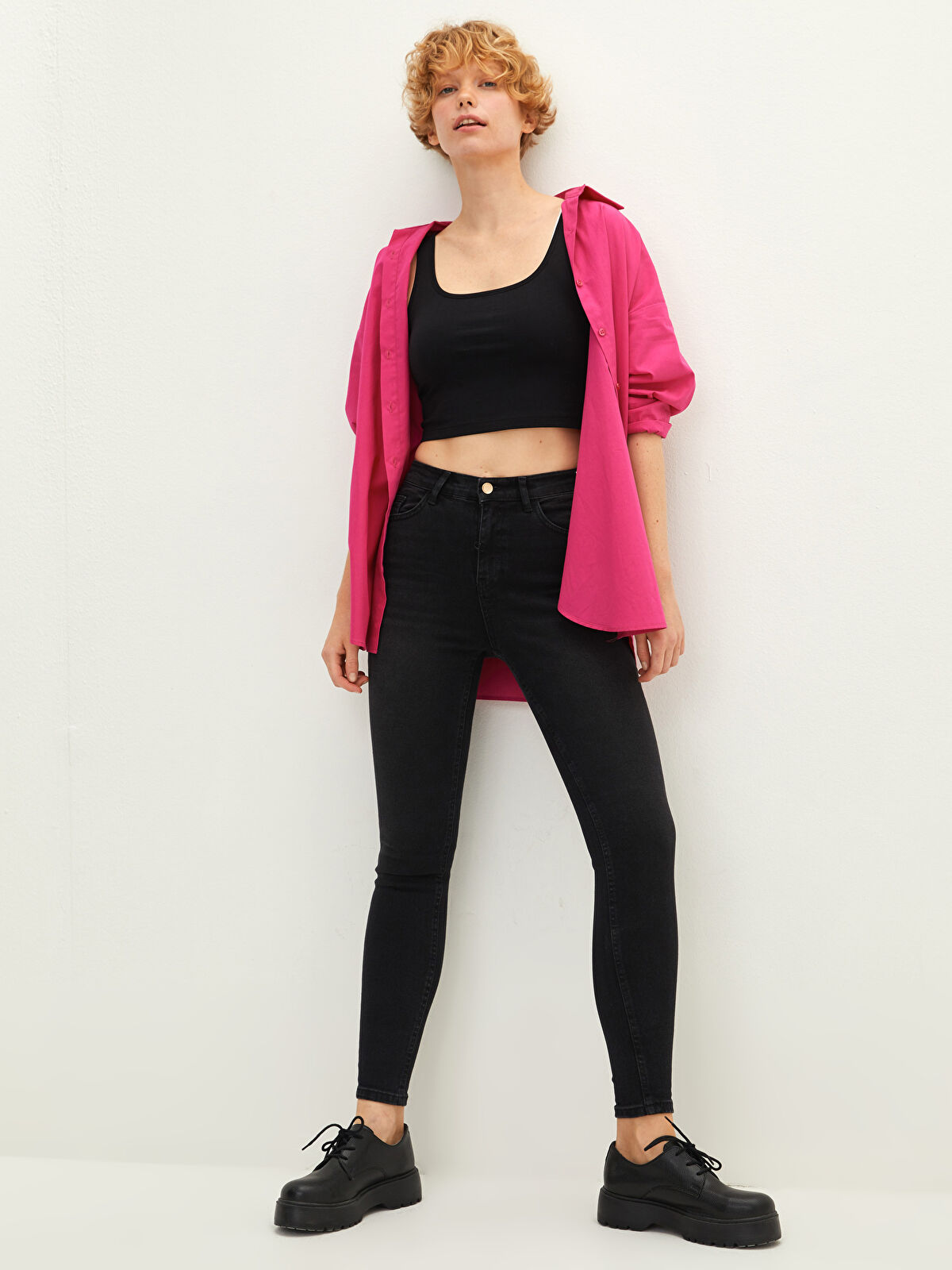 Yüksek Bel Süper Skinny Fit Düz Kadın Jean Pantolon