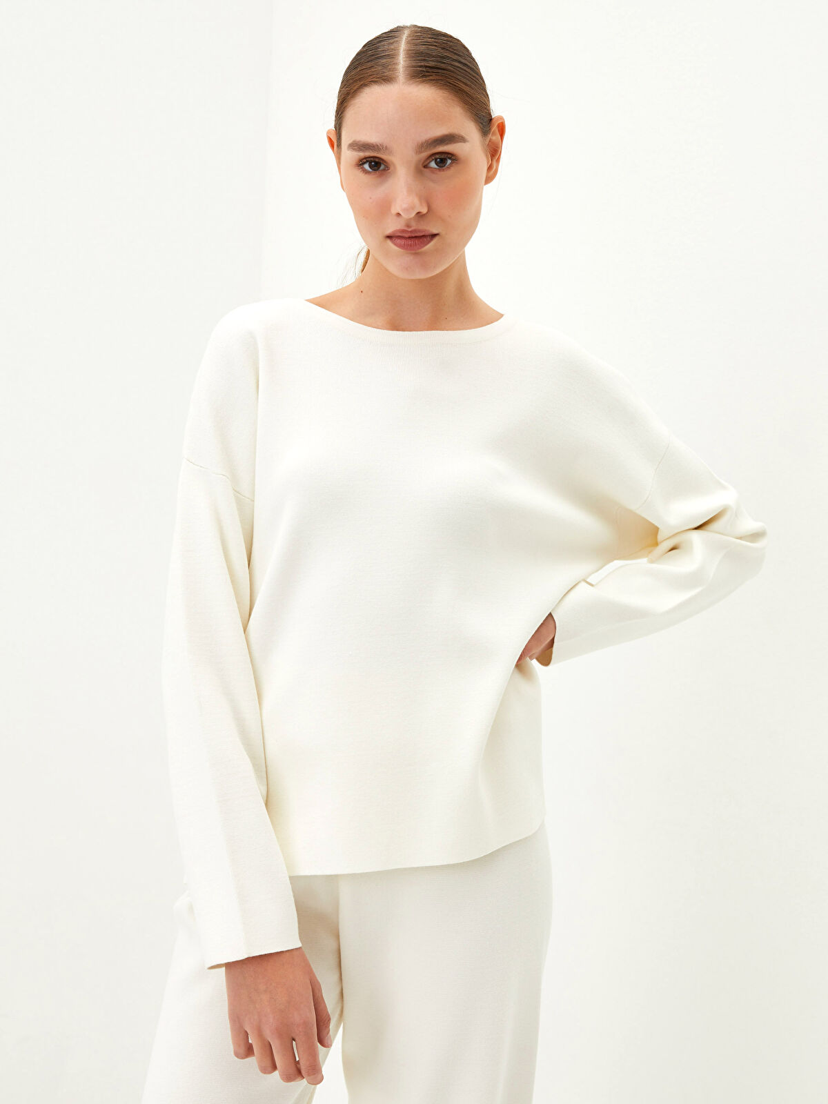 NATUVERA Bisiklet Yaka Düz Uzun Kollu Kadın Triko Kazak