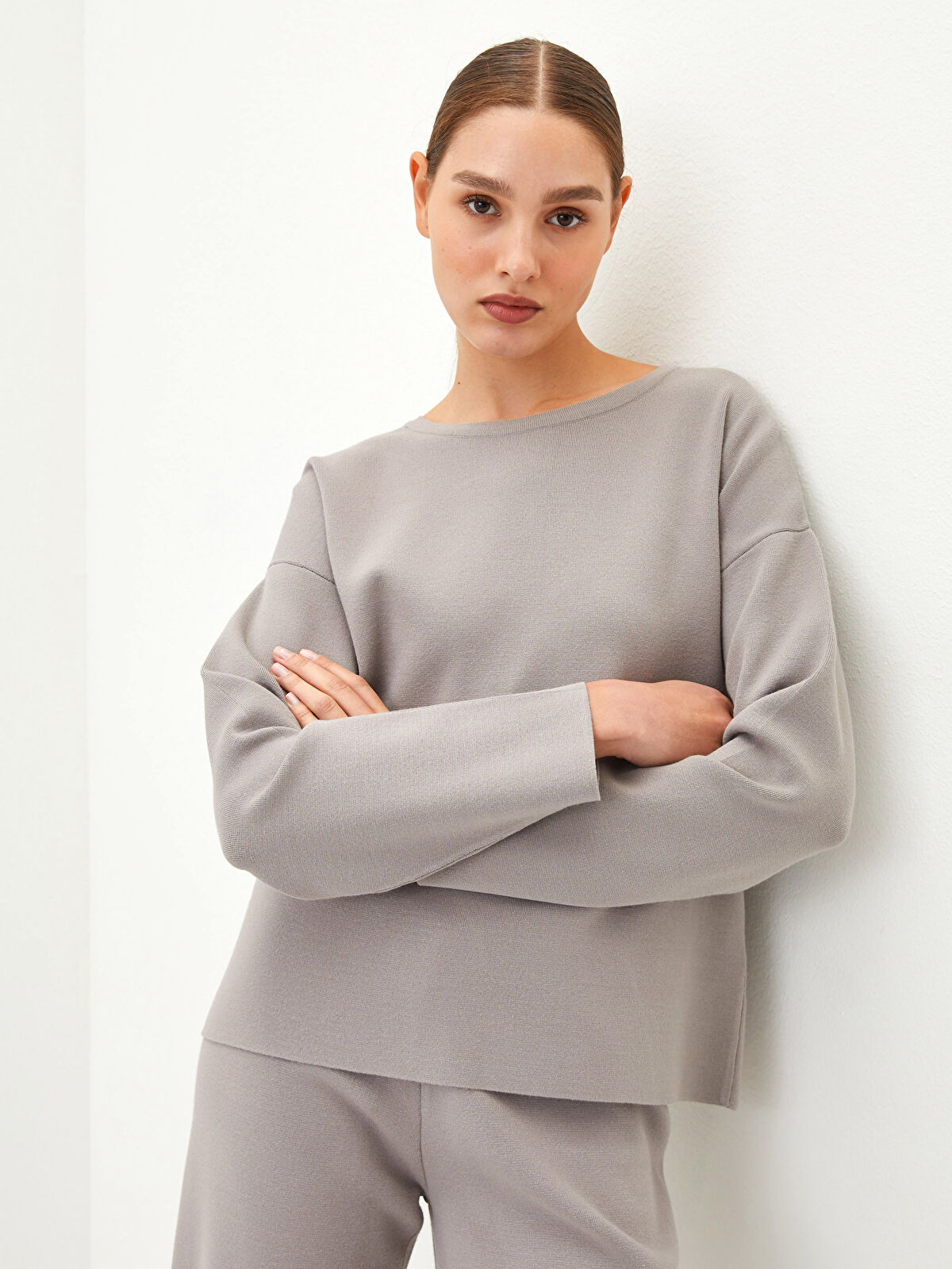 NATUVERA Bisiklet Yaka Düz Uzun Kollu Kadın Triko Kazak