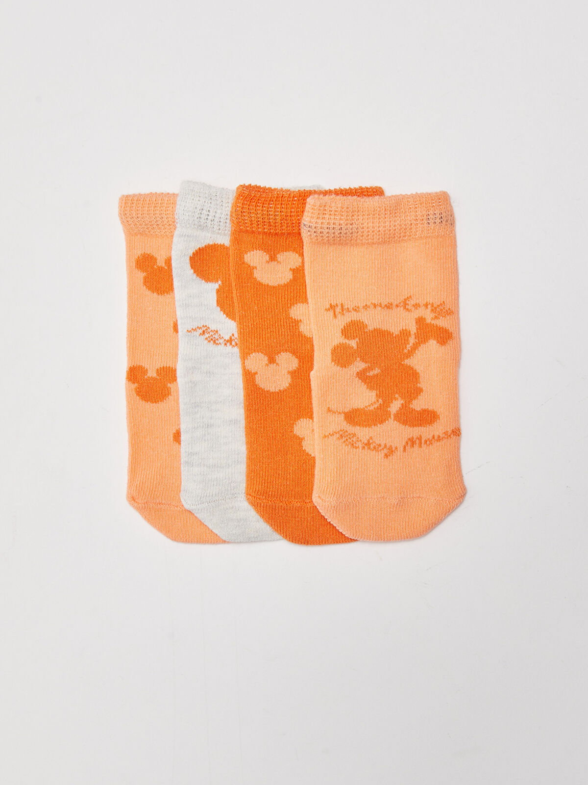 Mickey Mouse Desenli Kız Bebek Soket Çorap 4'lü