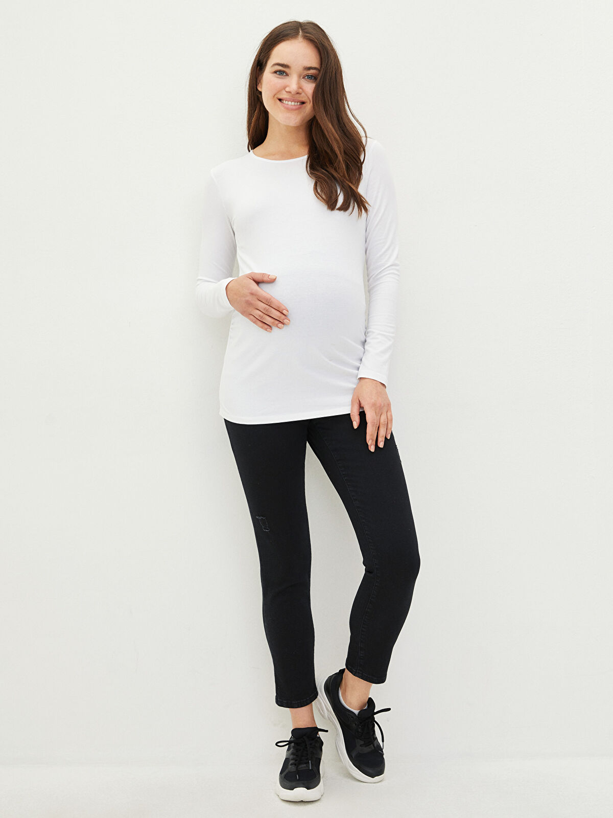 Karın Panelli Straight Fit Cep Detaylı Hamile Rodeo Jean Pantolon