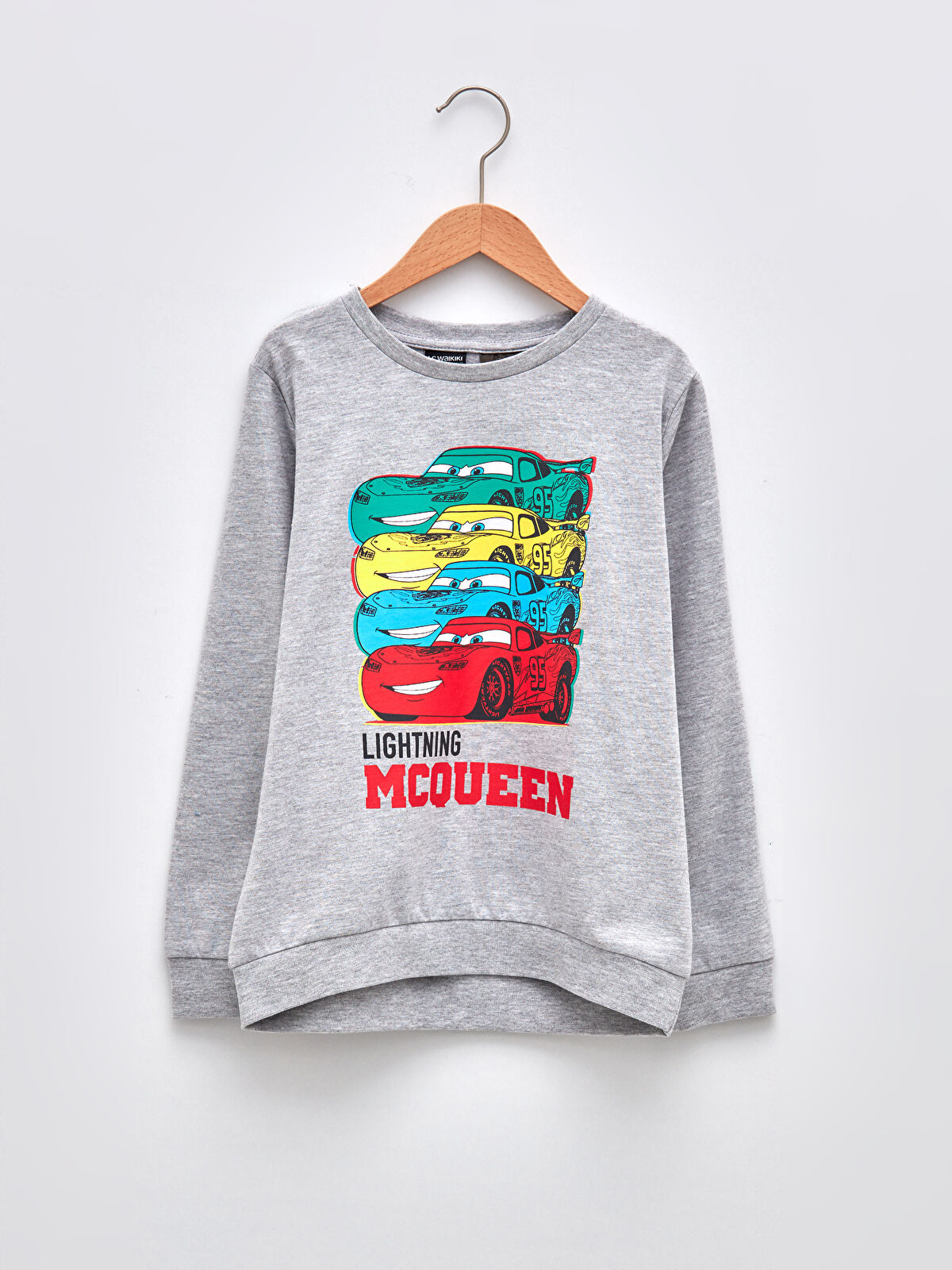 Bisiklet Yaka Arabalar Baskılı Uzun Kollu Erkek Çocuk Sweatshirt