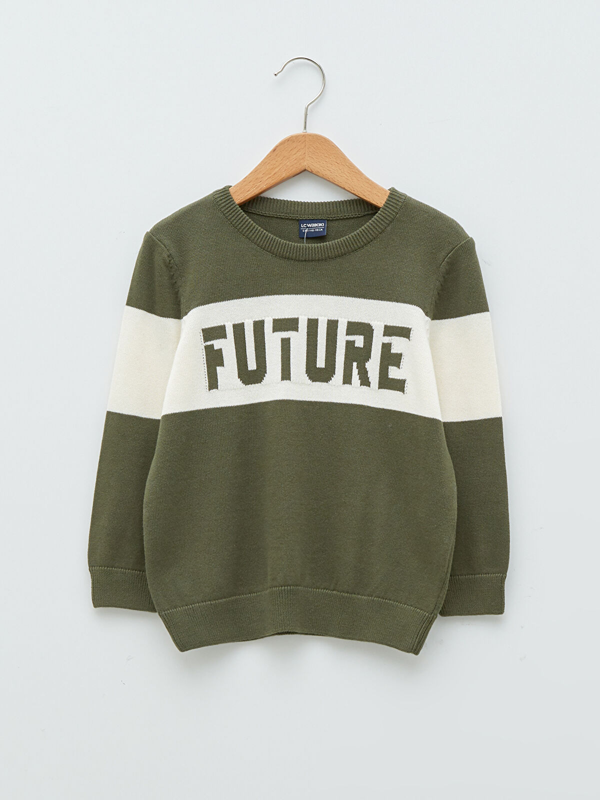 Bisiklet Yaka Renk Bloklu Uzun Kollu Erkek Çocuk İnce Triko Kazak