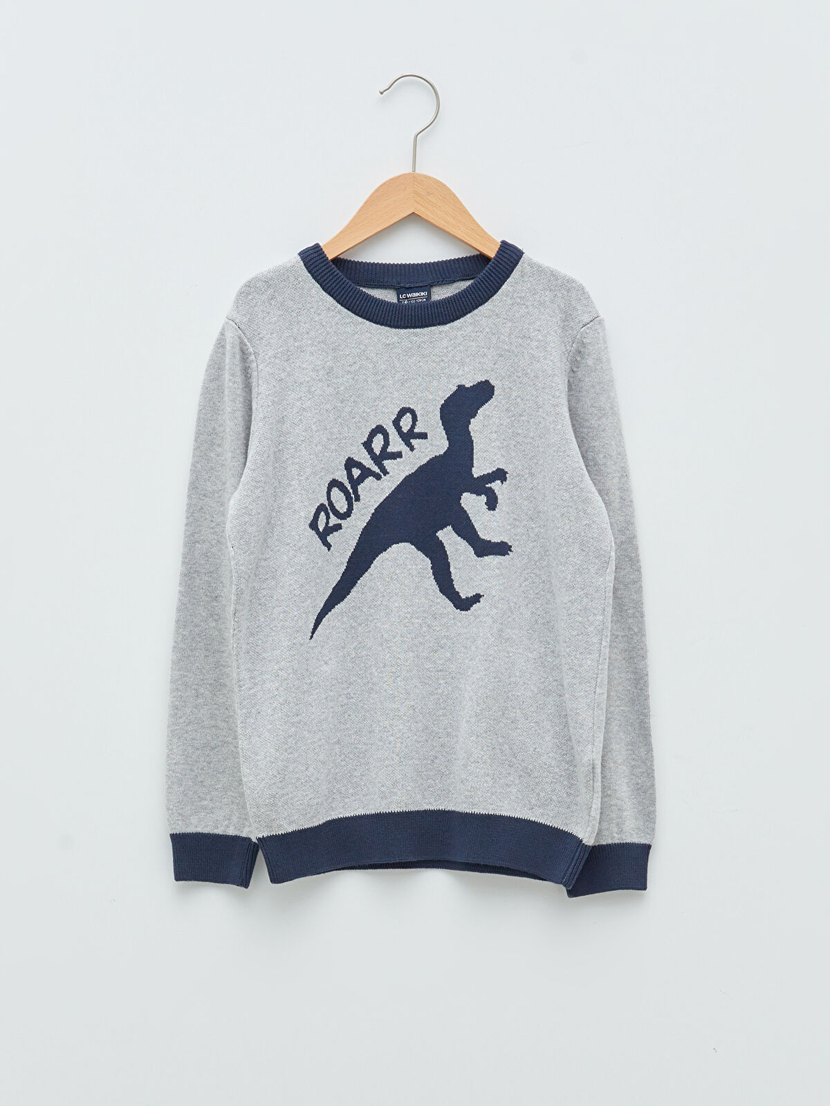 Bisiklet Yaka Desenli Uzun Kollu Erkek Çocuk İnce Triko Kazak