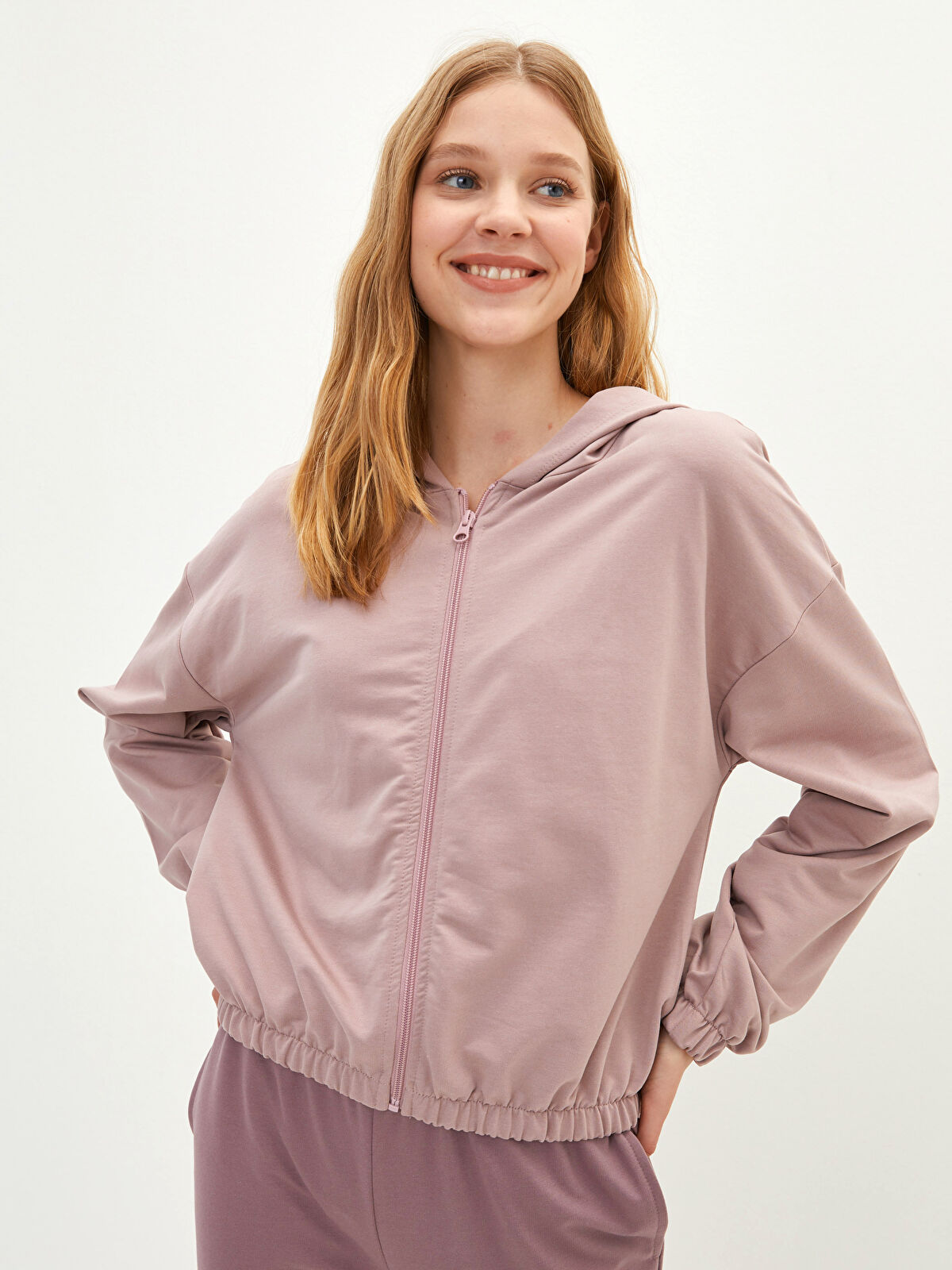 LCW CASUAL Kapüşonlu Düz Uzun Kollu Kadın Spor Hırka