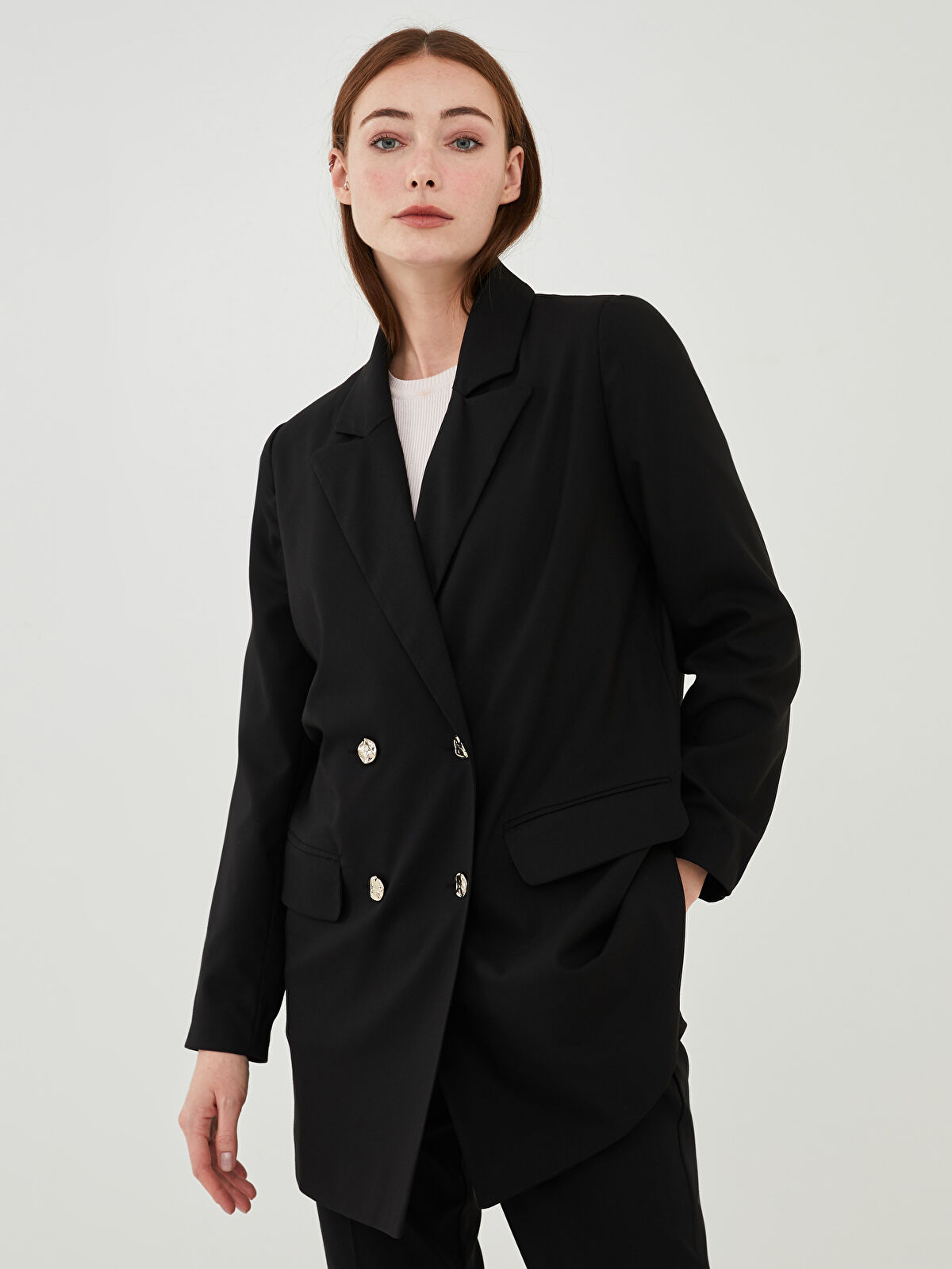 MODEST Önden Düğme Kapamalı Düz Uzun Kollu Kadın Ceket