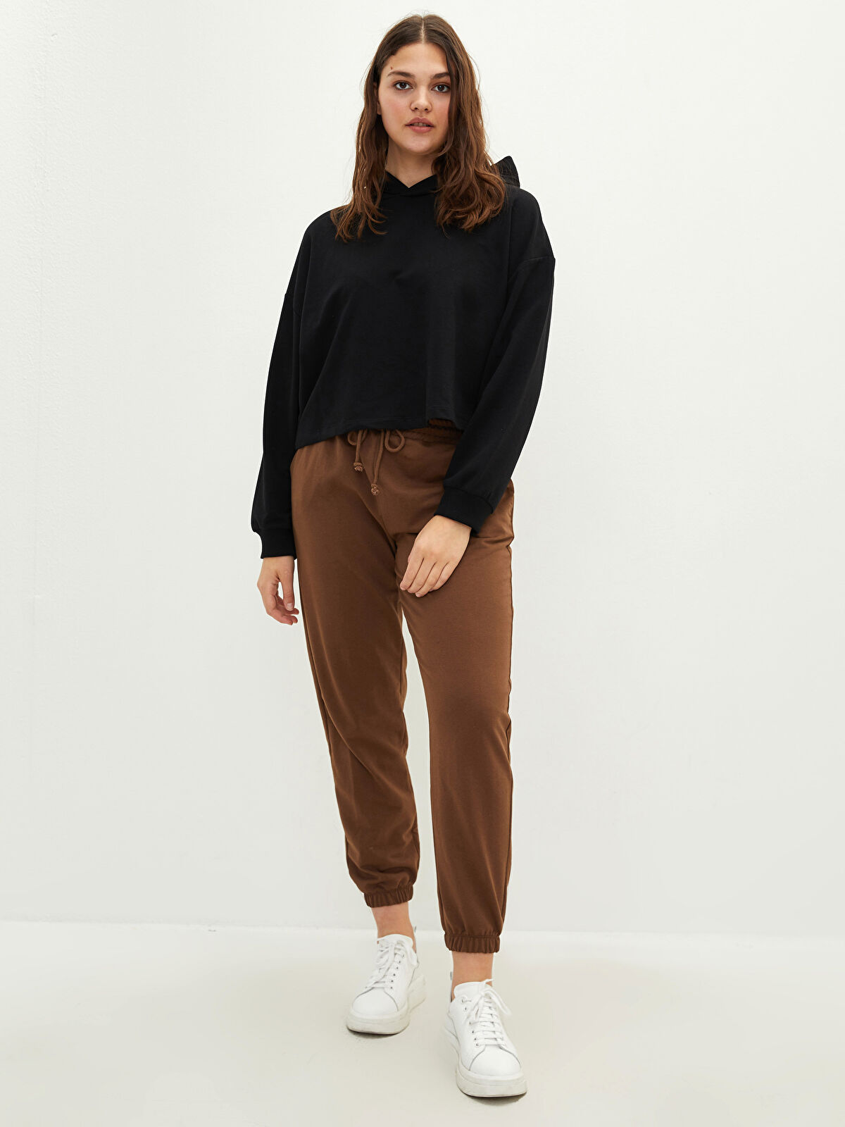 Büyük Beden Beli Lastikli Cep Detaylı Kadın Jogger Eşofman Altı